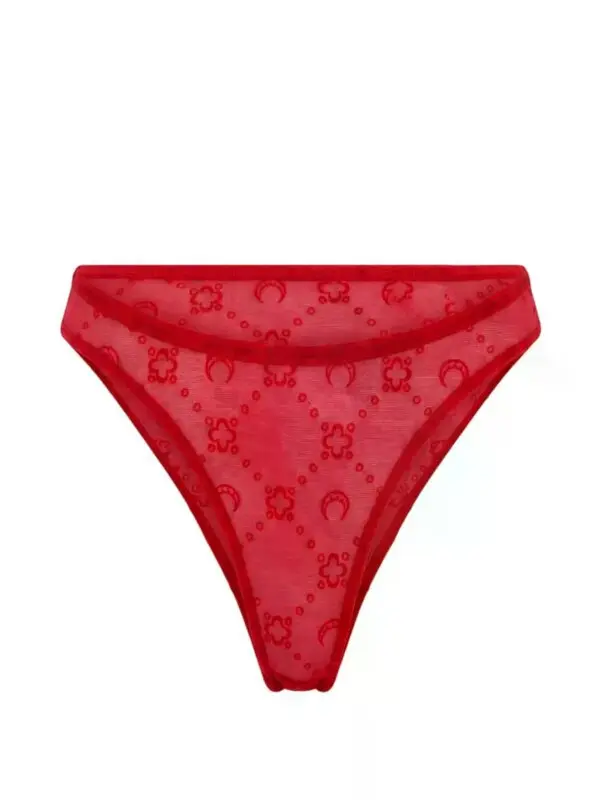 MARINE SERRE Moonogram Mesh Flock Panties - Red