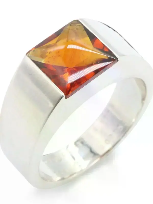 Cartier 18k White Gold Tank Ring With Square-cut Citrine