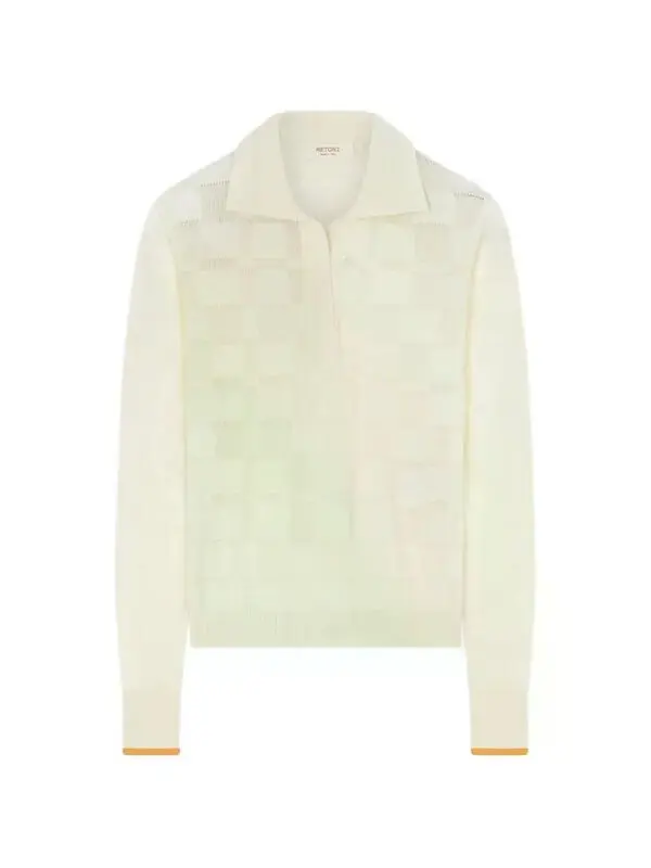 RETORI Retro Jacquard-knit Long-sleeve Polo Shirt