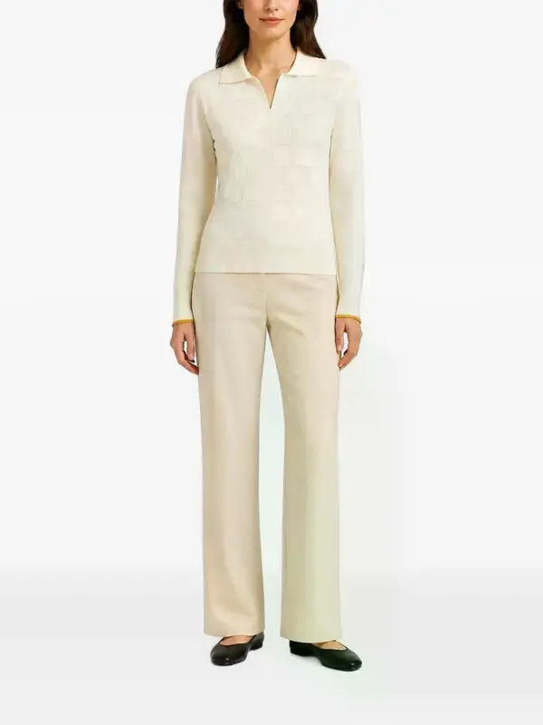 RETORI Retro Jacquard-knit Long-sleeve Polo Shirt