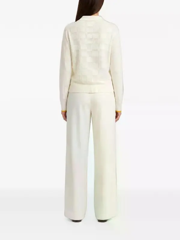 RETORI Retro Jacquard-knit Long-sleeve Polo Shirt