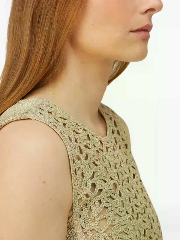RETORI Retro Knot-embroidered Cropped Knit Top