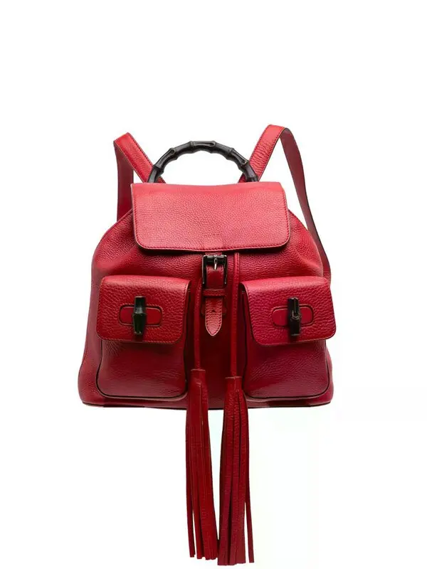 Gucci Leather Bamboo Tassel Backpack