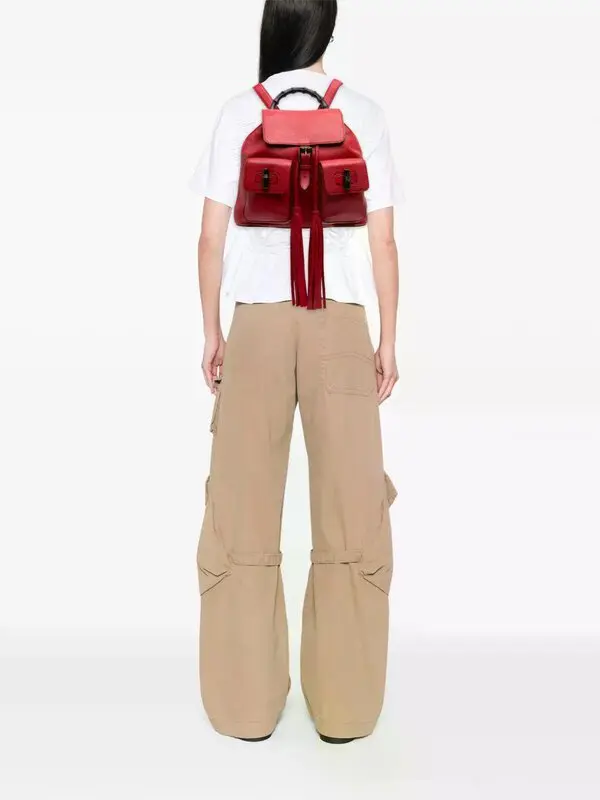 Gucci Leather Bamboo Tassel Backpack