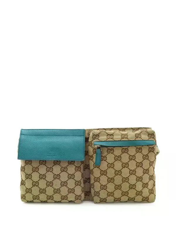 Gucci Gg Canvas Web Double Pocket Belt Bag - Neutrals