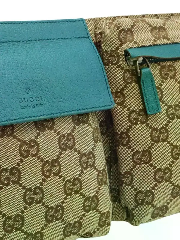 Gucci Gg Canvas Web Double Pocket Belt Bag - Neutrals