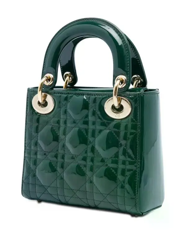 Dior Patent Cannage Lady Satchel - Green