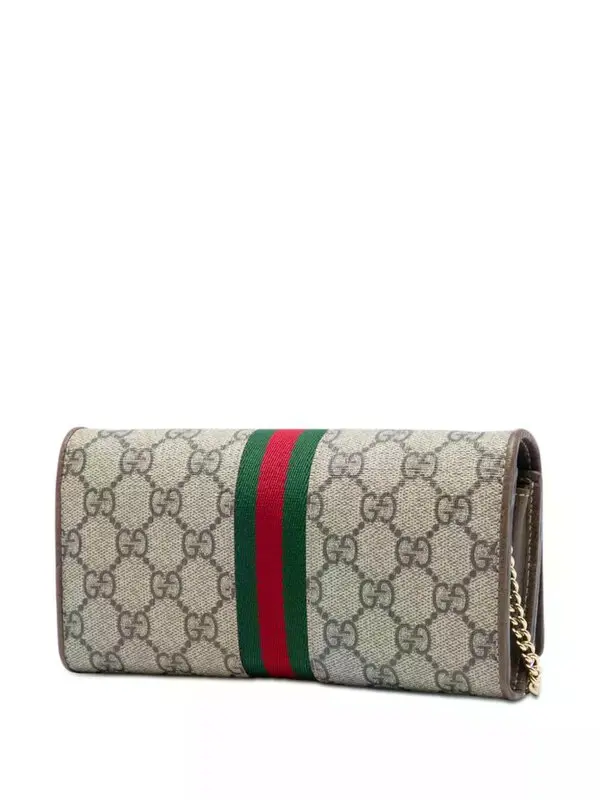 Gucci Ophidia Gg Supreme Web Wallet On Chain Crossbody Bag - Neutrals
