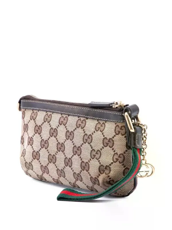 Gucci Gg Canvas Web Jolicoeur Wristlet Pouch