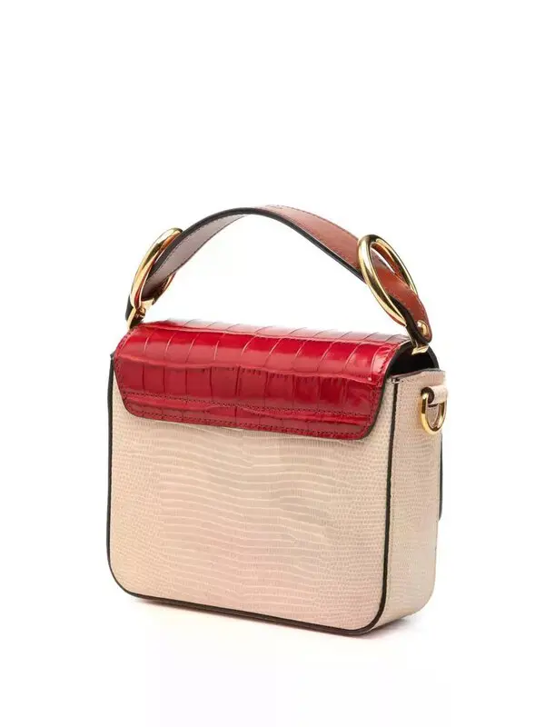 Chloé Mini Bicolor Croc Embossed Calfskin C Satchel - Red