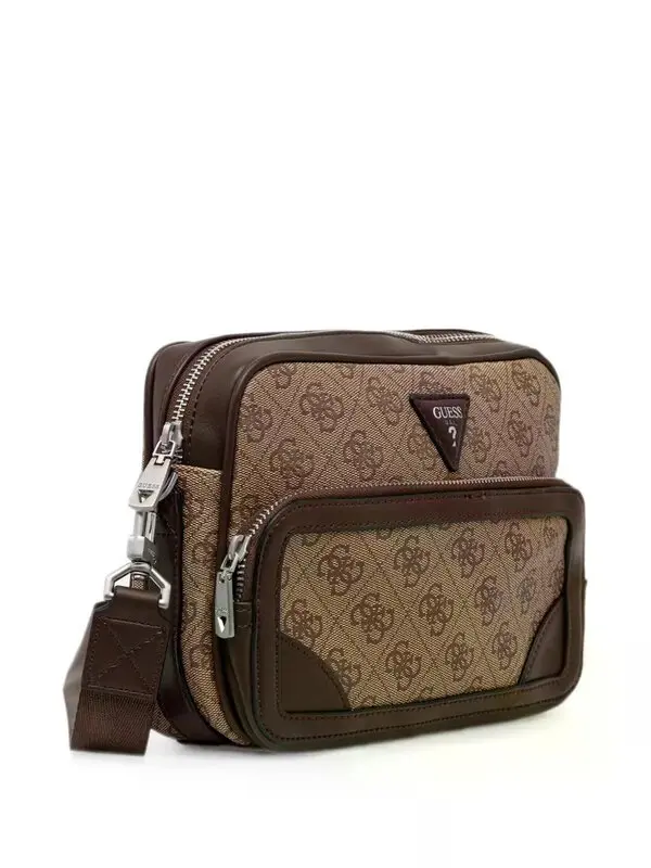 Guess Monogram Print Logo Plaque Messenger Bag - Brown