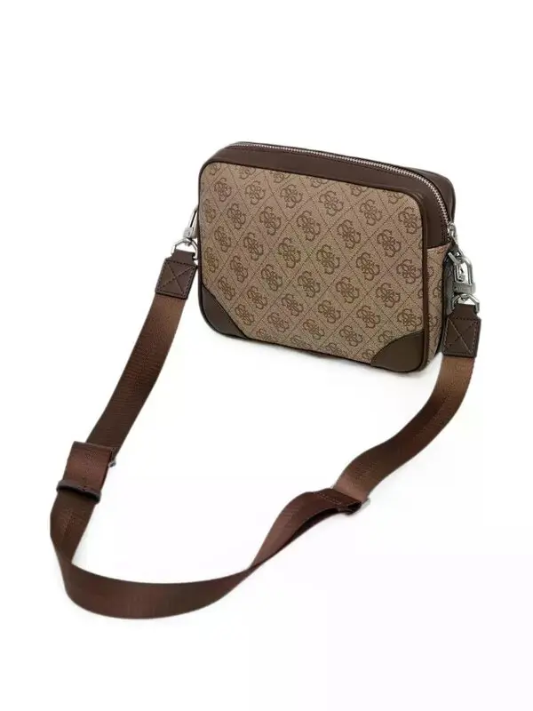 Guess Monogram Print Logo Plaque Messenger Bag