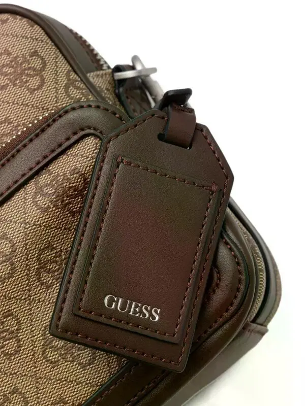 Guess Monogram Print Logo Plaque Messenger Bag