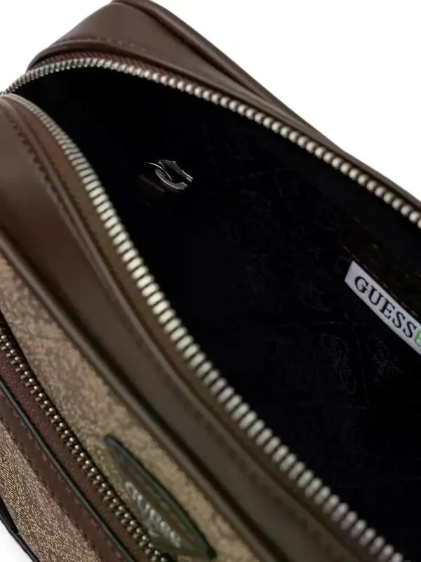 Guess Monogram Print Logo Plaque Messenger Bag
