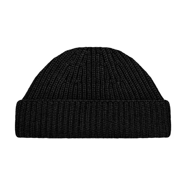 PAUL JAMES KNITWEAR Heavyweight Extra Fine Merino Ribbed Beanie - Black