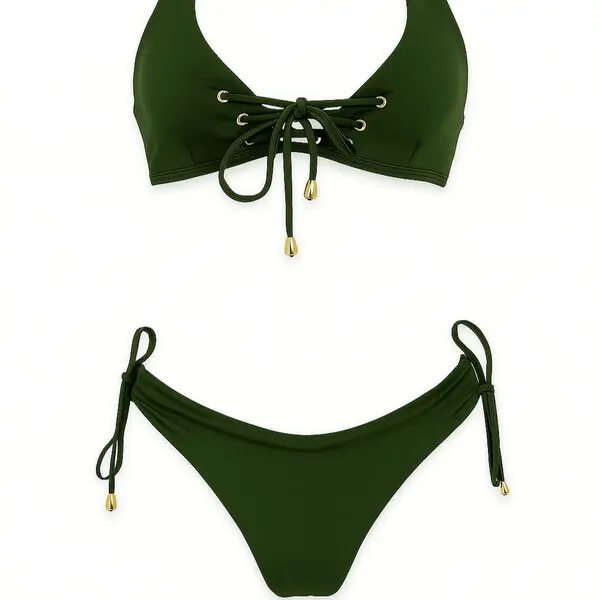 LIVE KOLIBRI Lace Up Bikini Set Forest - Green