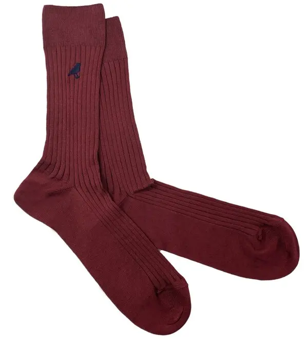 WHALLEY FINCH Bespoke Luxe Burgundy Dress Socks - Red