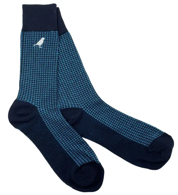 WHALLEY FINCH Houndstooth & Navy - Blue