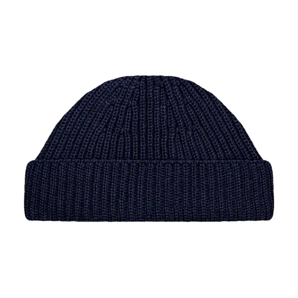 PAUL JAMES KNITWEAR Heavyweight Extra Fine Merino Crater Fisherman Beanie Navy - Blue