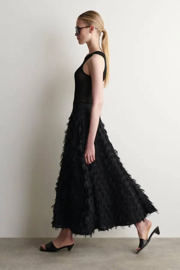 Cos Jacquard Fringed Midi Skirt