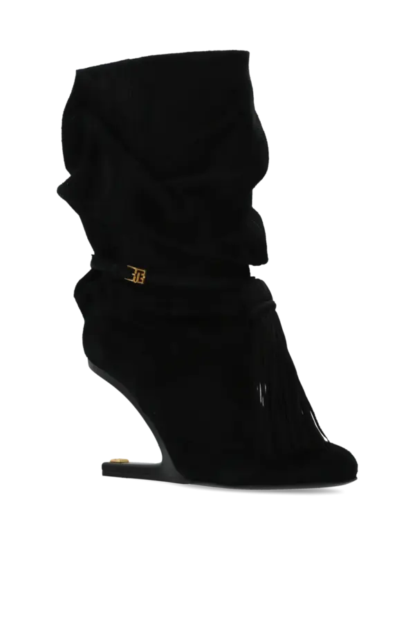 Balmain Suede Wedge Ankle Boots