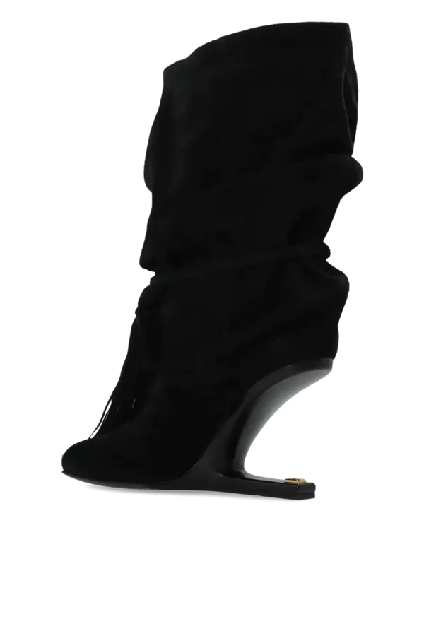 Balmain Suede Wedge Ankle Boots