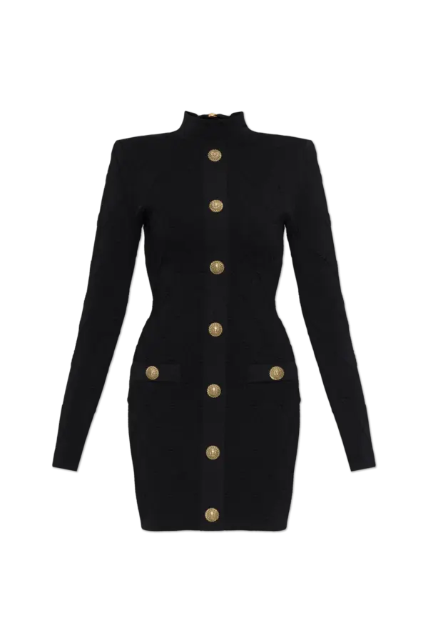 Balmain Dress With Decorative Buttons - Black