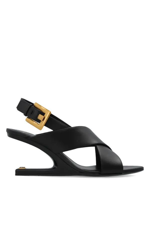 Balmain Anthem" Wedge Sandals - Black