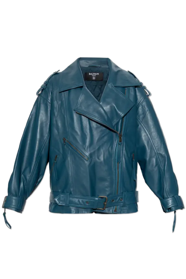 Balmain Leather Jacket With Belt