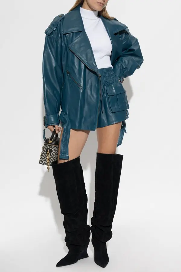 Balmain Leather Jacket With Belt