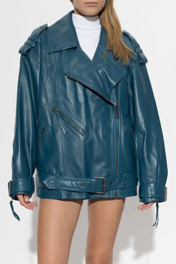 Balmain Leather Jacket With Belt