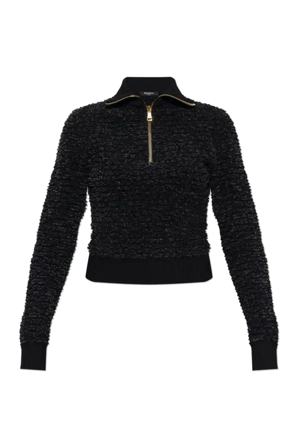 Balmain Sweater With A Collar - Black