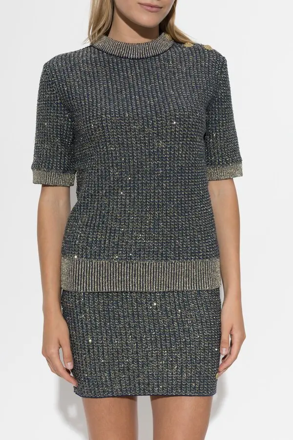 Balmain Top With Lurex Thread And Shimmering Sequins