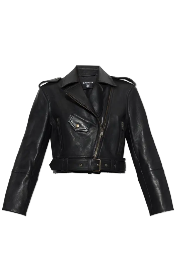 Balmain Leather Jacket With Belt
