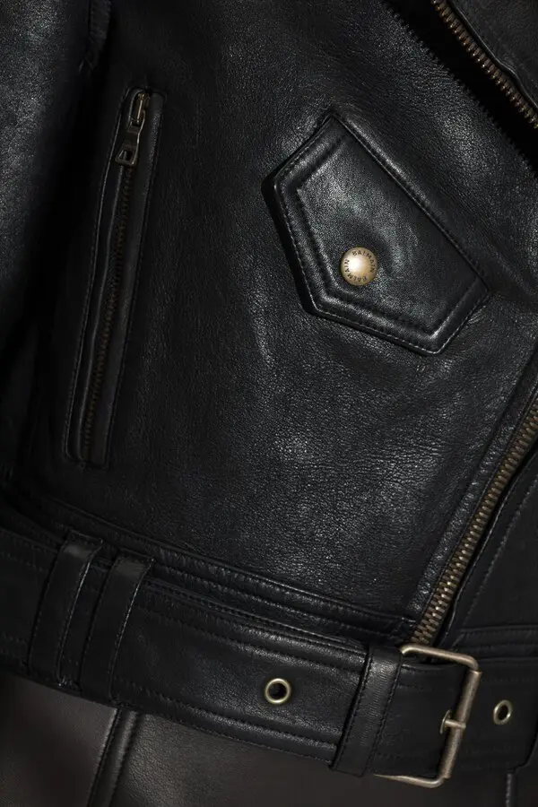 Balmain Leather Jacket With Belt