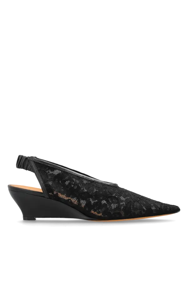 ODISSI Lace Wedge Shoes - Black