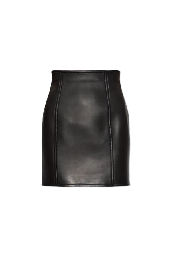 Balmain Short Leather Skirt - Black