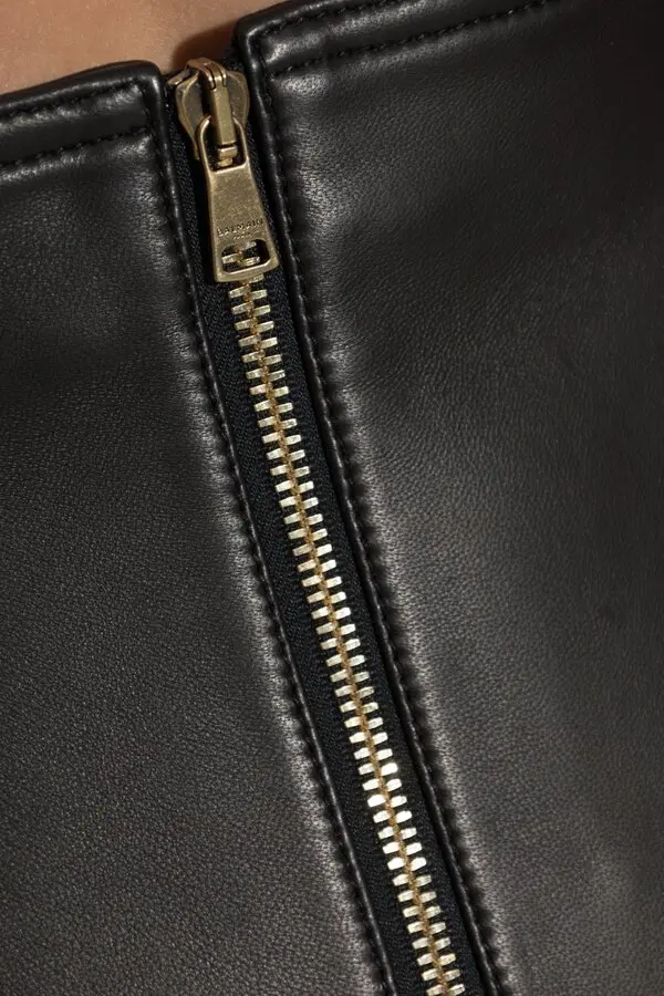 Balmain Short Leather Skirt