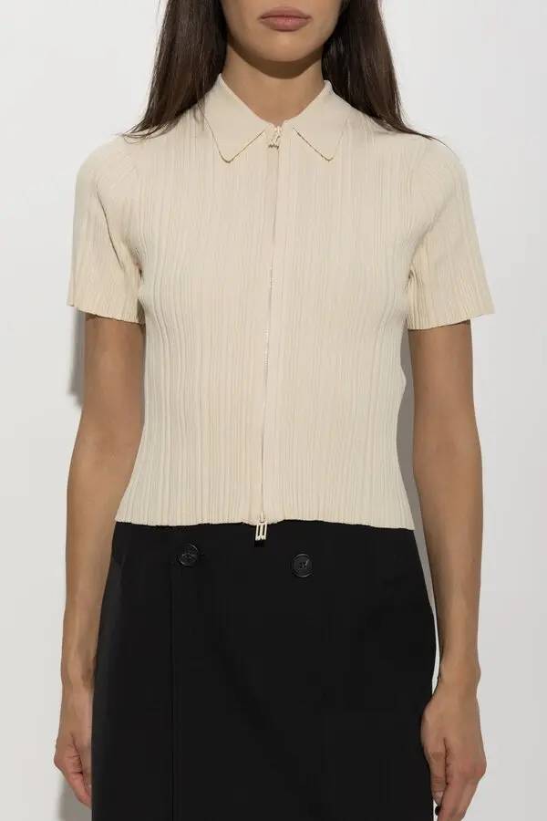 Victoria Beckham Ribbed Short Sleeve Top