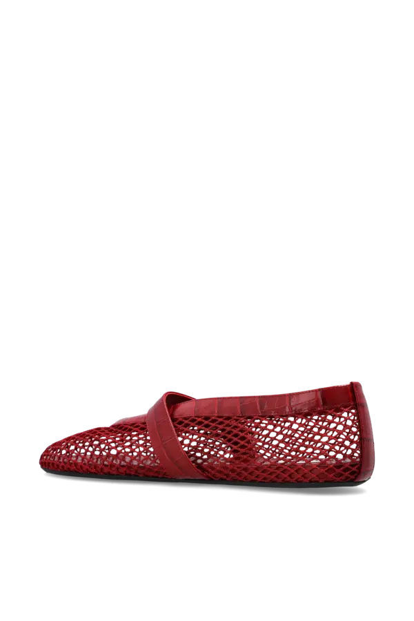 Alaïa Mesh Ballerina Flats With Buckled Strap - Red