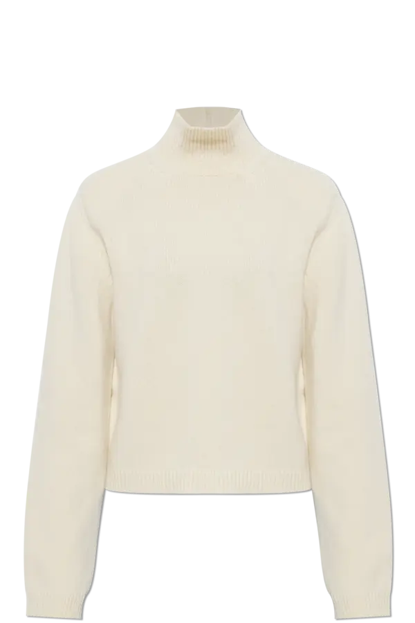 RÓHE Wool Turtleneck With Sewn-in Shoulder Pads - Cream