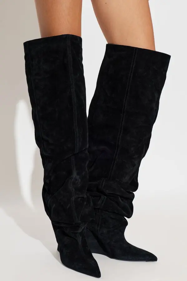 Balmain Suede Wedge-heeled Boots