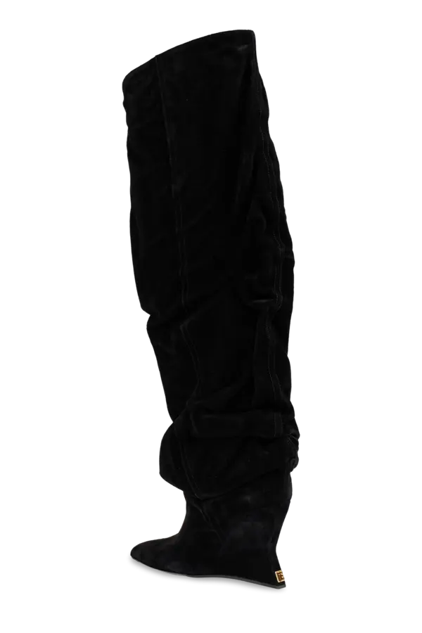 Balmain Suede Wedge-heeled Boots
