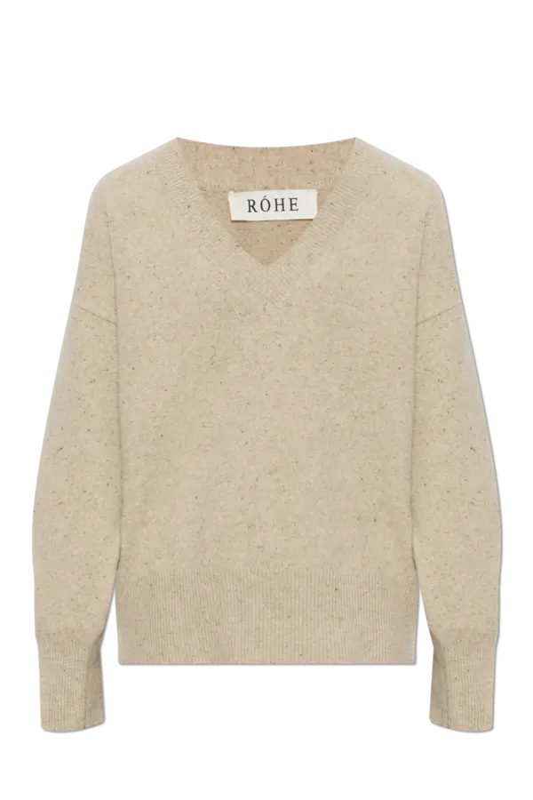 RÓHE Wool V-neck Sweater - Beige