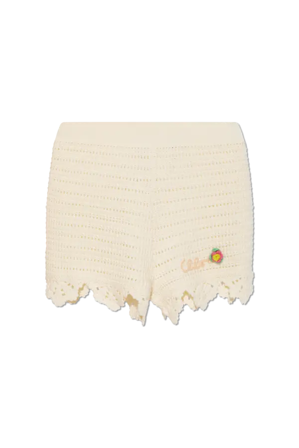 Chloé Shorts With Decorative Weave - Cream