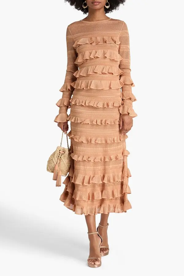 Zimmermann Ruffled Crochetknit Top