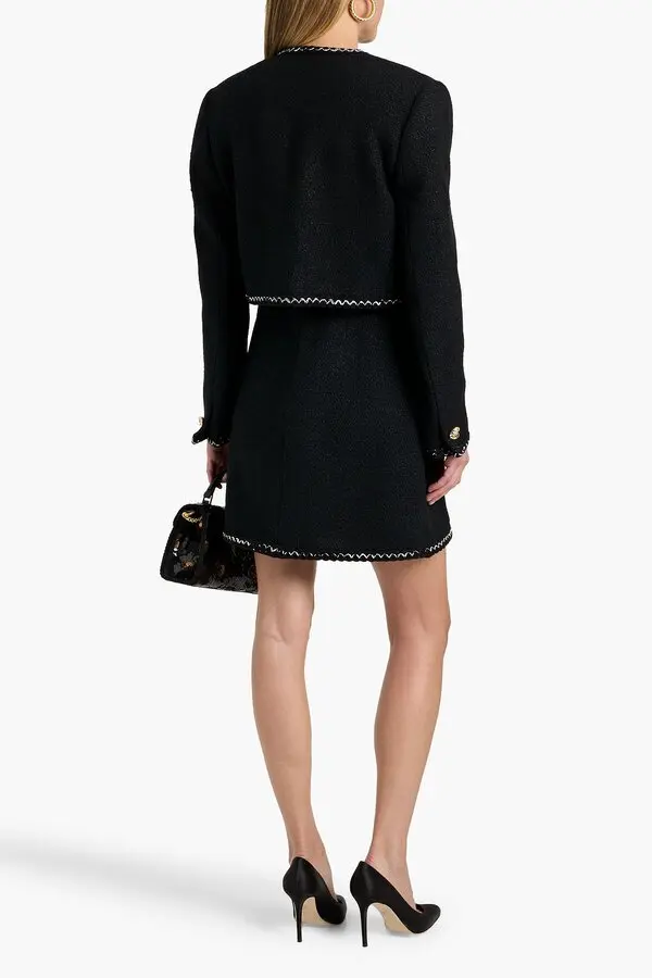 Alexander McQueen Cropped Woolblend Tweed Jacket