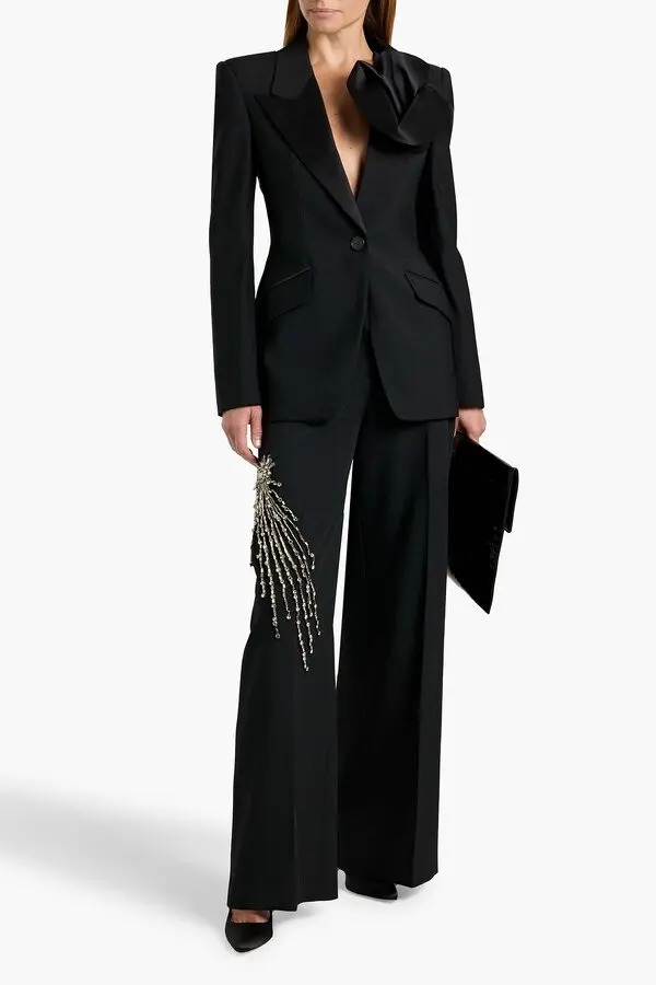 Alexander McQueen Satintrimmed Woolcrepe Blazer