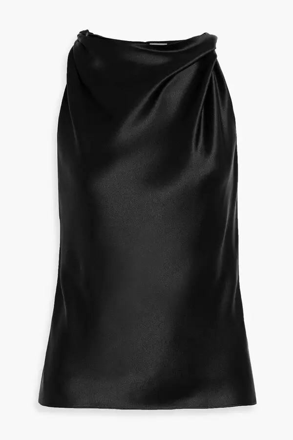 Adam Lippes Selima Twisted Silksatin Top - Black