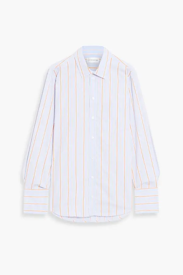 Victoria Beckham Striped Cottonpoplin Shirt - Light Blue